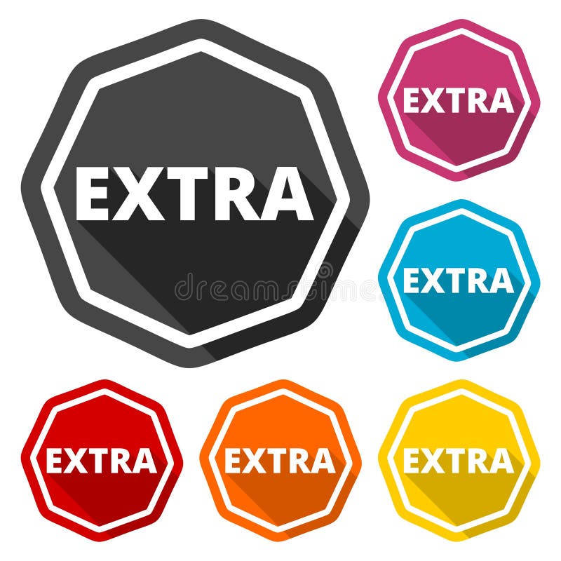 Extra Icons Set with Long Shadow Stock Illustration - Illustration of ...