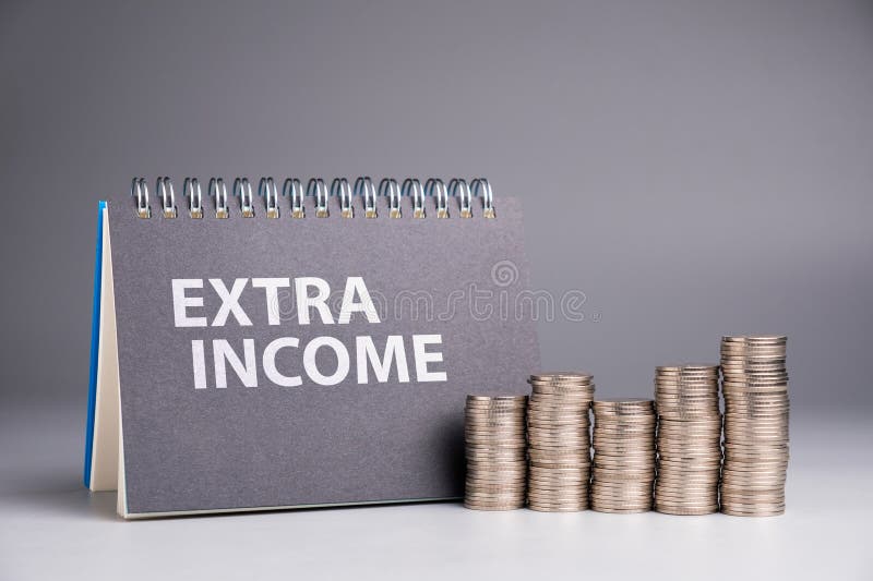 Extra Income is Shown Using the Text and Photo of Dollars Stock Image ...
