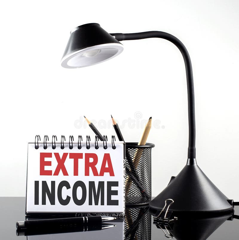 Extra Income is Shown Using the Text and Photo of Dollars Stock Image ...