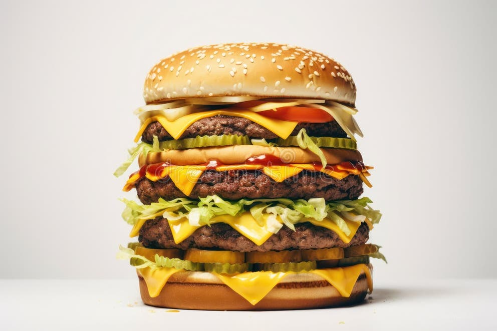Extra Large Hamburger on a White Background, Created by Generative AI ...