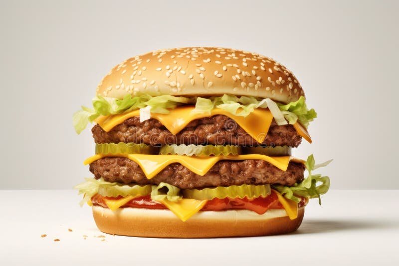 Extra Large Hamburger on a White Background, Created by Generative AI ...