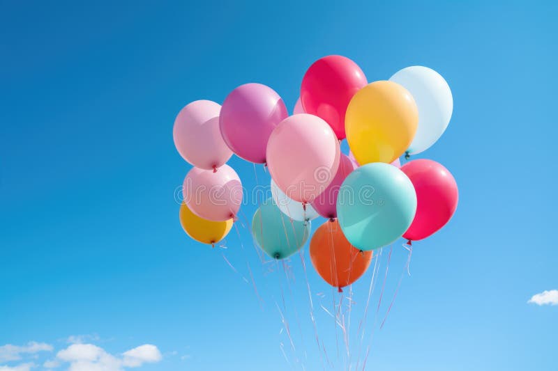 Extra Large Helium Balloons Against Blue Sky Background Stock Photo ...