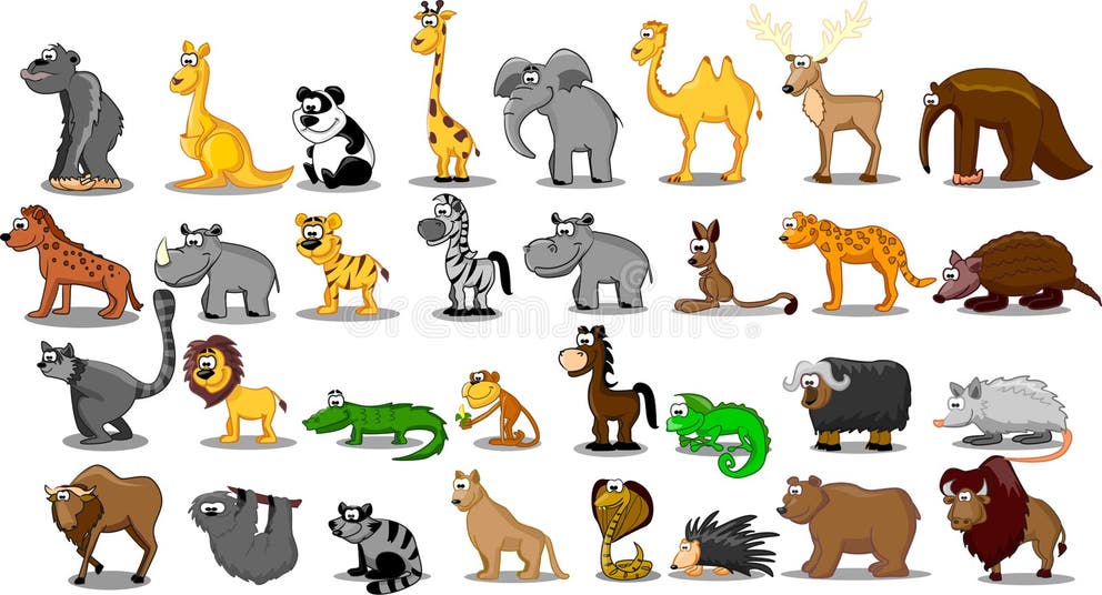 Extra Large Set of Animals Including Lion, Kangaro Stock Vector ...