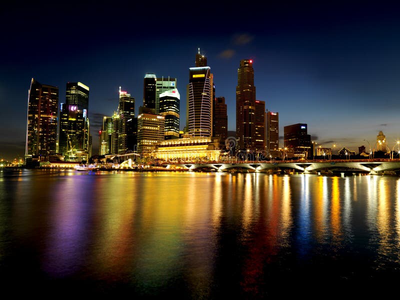 Extra Large Singapore Nightscene Editorial Image - Image of ...