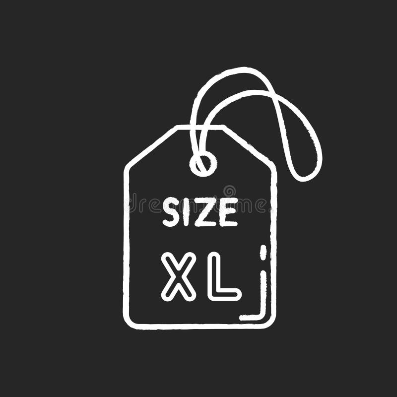 Extra Large Size Label Chalk White Icon on Black Background. Clothing ...