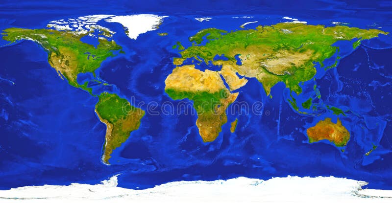 Extra Large Size Physical World Map Illustration. Primary Source ...