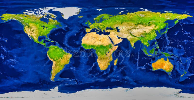 Extra Large Size Physical World Map Illustration. Primary Source ...