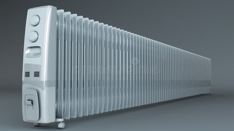 Extra Long Oil Heater Radiator Stock Illustration - Illustration of ...