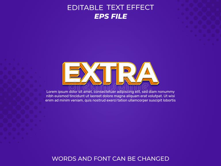 Extra Text Effect, Font Editable, Typography, 3d Text. Vector Template ...