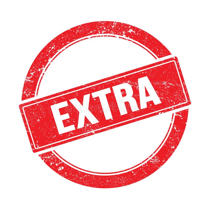 EXTRA Text on Red Brown Ribbon Stamp Stock Illustration - Illustration ...