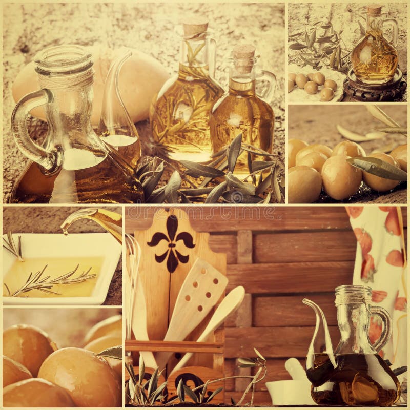 Extra Virgin Olive Oil Collage Stock Photo - Image of collage, healthy ...