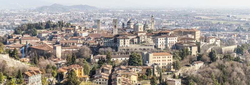 Extra Wide View of the Historic Center of Bergamo Alta Stock Photo ...