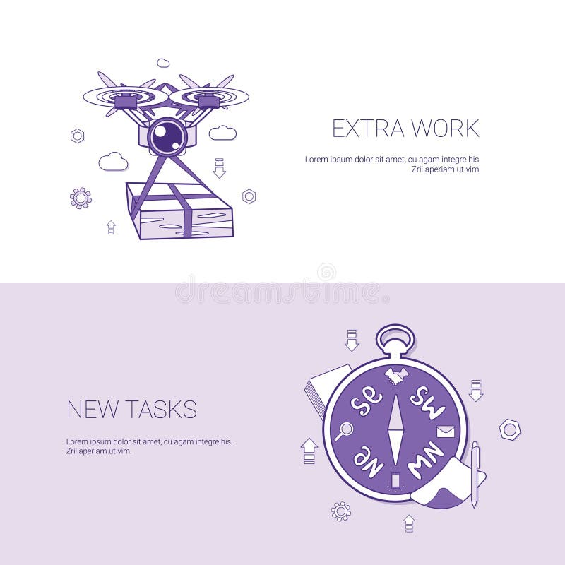 Extra Work and New Tasks Concept Template Web Banner with Copy Space ...