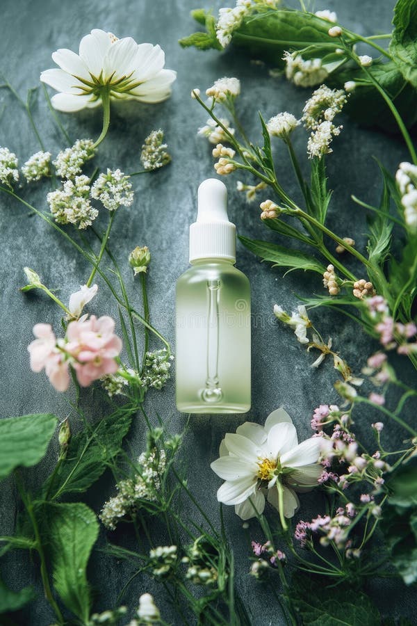 Extract in Bottles of Different Flowers and Herbs. Selective Focus ...