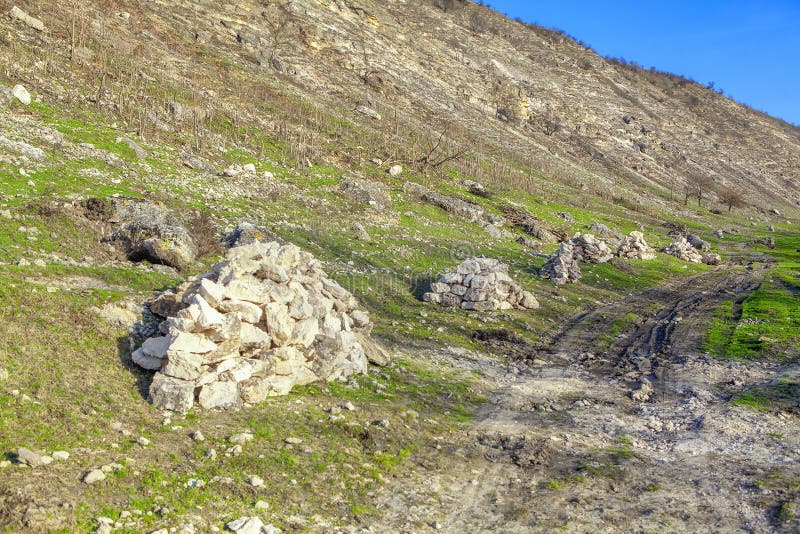 Extracting Stones from the Rock Stock Image - Image of environment ...