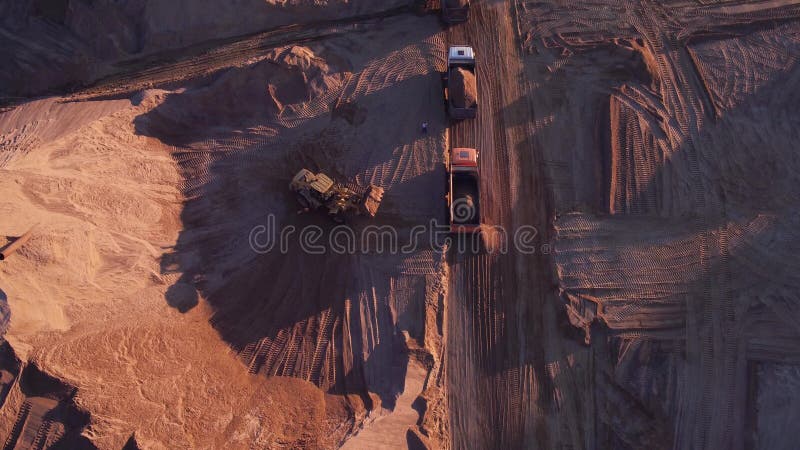 Extraction of Construction Sand at the Quarry. Loading Construction ...
