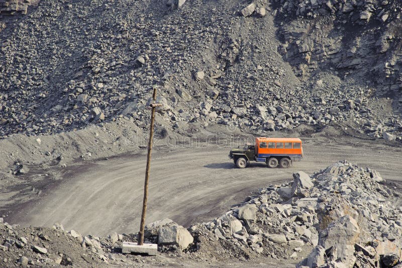 Extraction of Iron Ore in Career Stock Photo - Image of machine ...