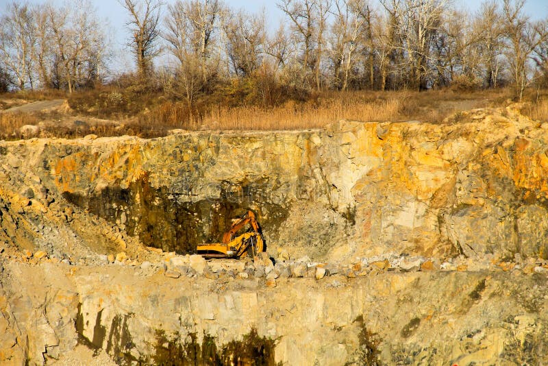 Extraction of Mineral Resources in a Granite Quarry Stock Image - Image ...
