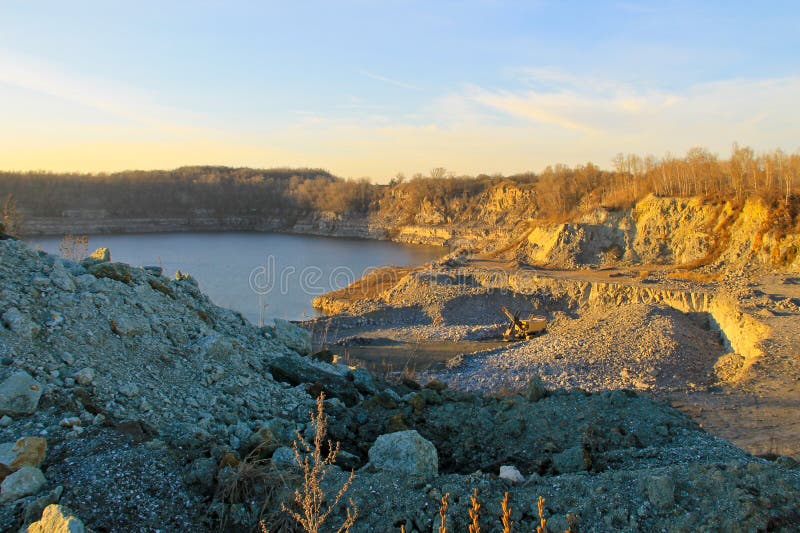Extraction of Mineral Resources in Granite Quarry Stock Photo - Image ...