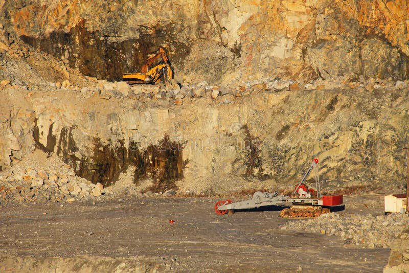 Extraction of Mineral Resources in Granite Quarry Stock Photo - Image ...
