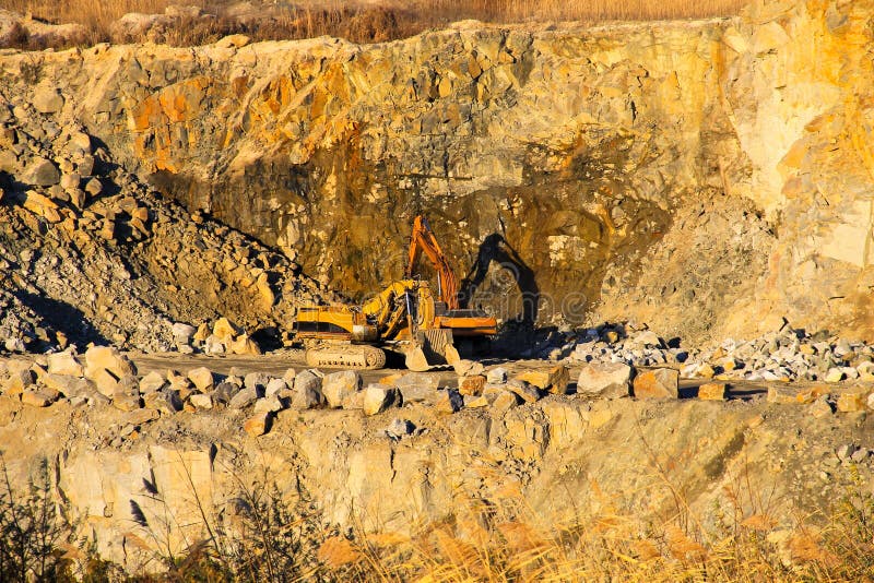 Extraction of Mineral Resources in Granite Quarry Stock Photo - Image ...