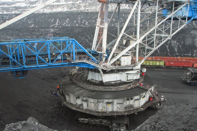 Extraction of Minerals. Bucket Wheel Excavator in a Coal Mine. Stock ...