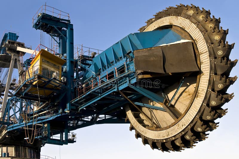 Extraction of Minerals. Bucket Wheel Excavator in a Coal Mine. Stock ...