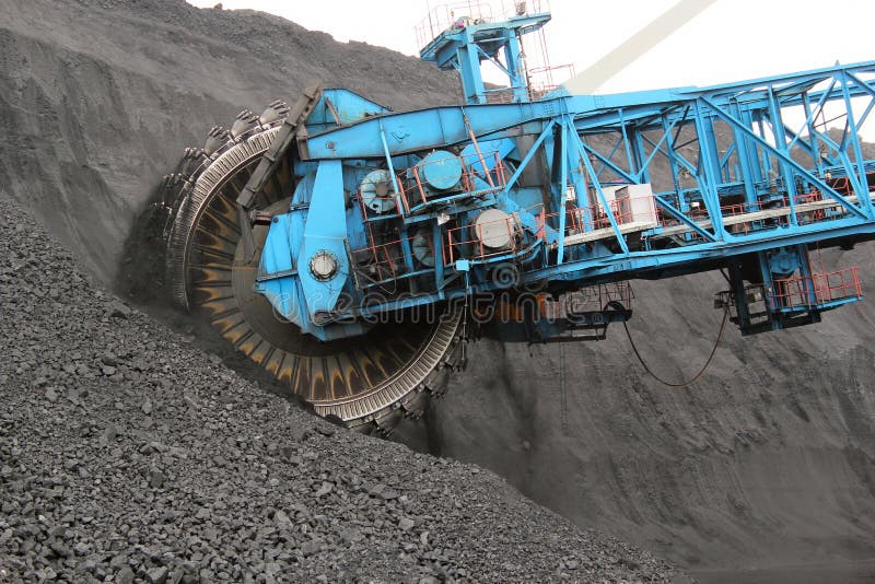 Extraction of Minerals. Bucket Wheel Excavator in a Coal Mine. Stock ...