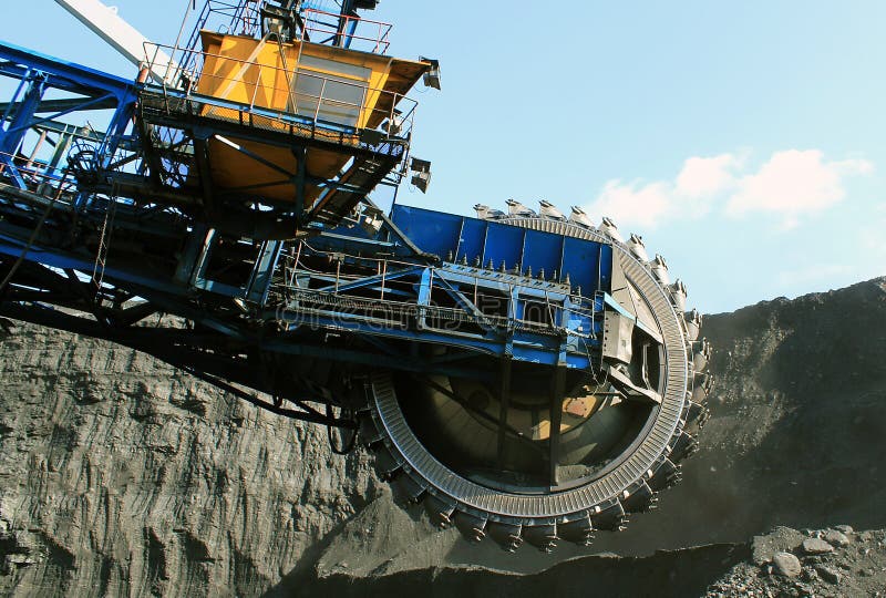 Extraction of Minerals. Bucket Wheel Excavator in a Coal Mine. Stock ...