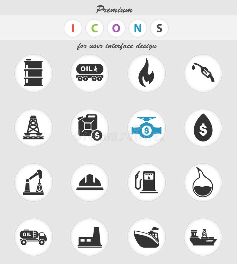 Extraction of oil icon set stock vector. Illustration of factory ...