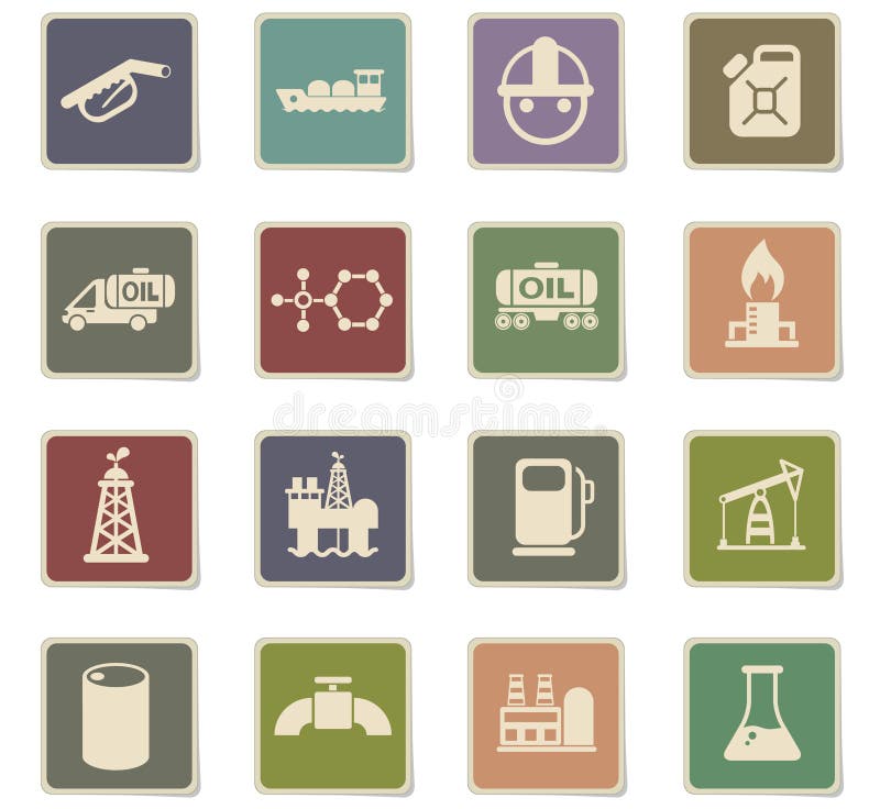 Extraction of oil icon set stock vector. Illustration of petrolgun ...
