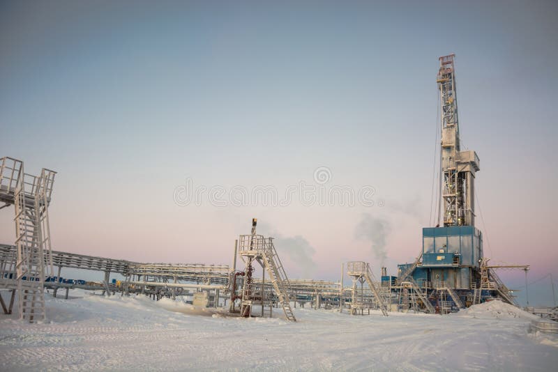 Extraction of Oil on the North Field. Stock Photo - Image of wells ...