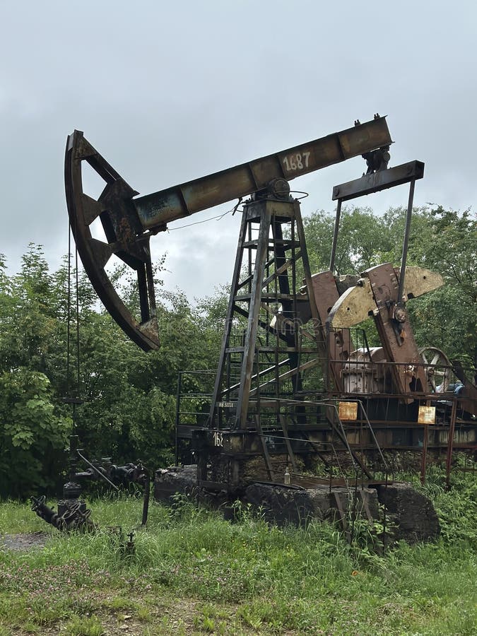 Oil Station Pumps Minerals. Extraction of Oil from Underground Stock ...