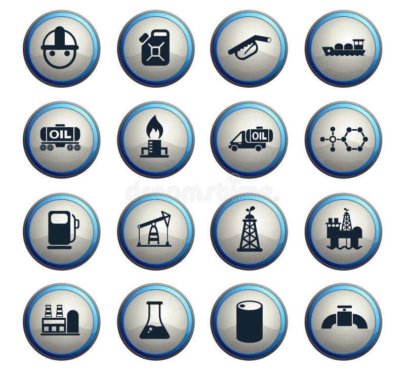 Extraction of oil icon set stock vector. Illustration of factory ...