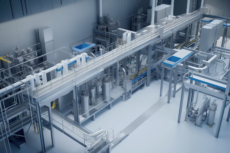 Extraction and Processing Facility, with Robotic Arms and Conveyor ...