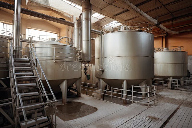 Extraction and Processing Facility, with Vats and Tanks Used To Refine ...