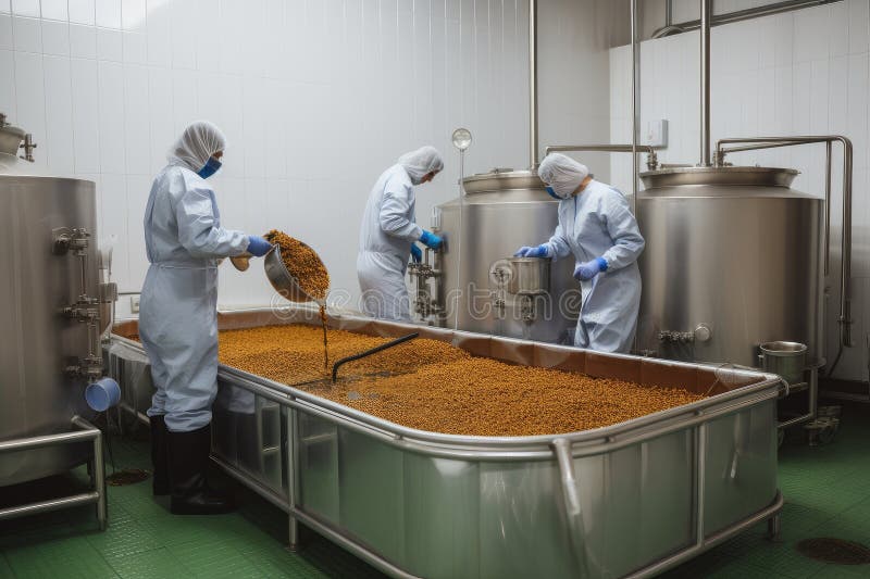 Extraction and Processing Plant, with Workers Extracting Essential Oils ...