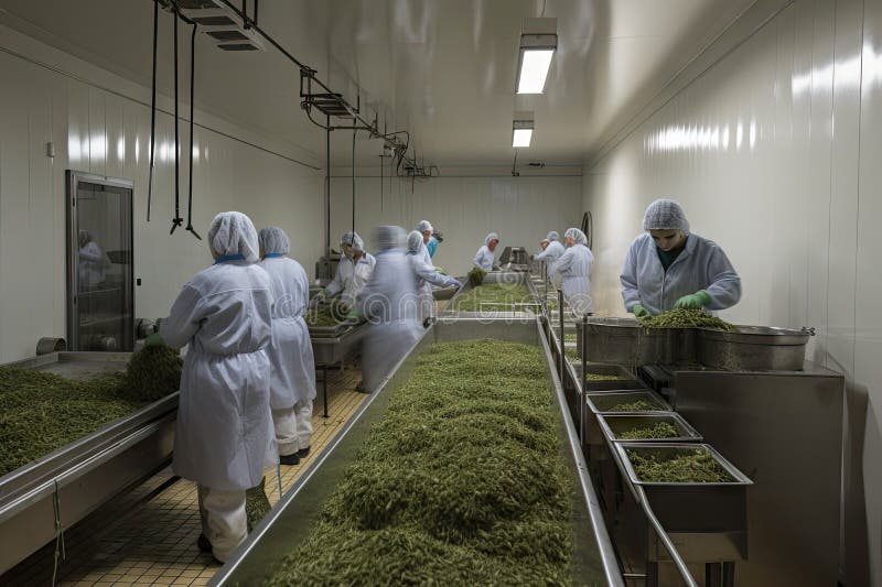 Extraction and Processing Plant, with Workers Extracting Essential Oils ...