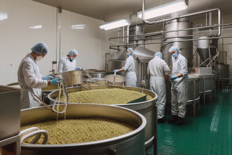 Extraction and Processing Plant, with Workers Extracting Essential Oils ...