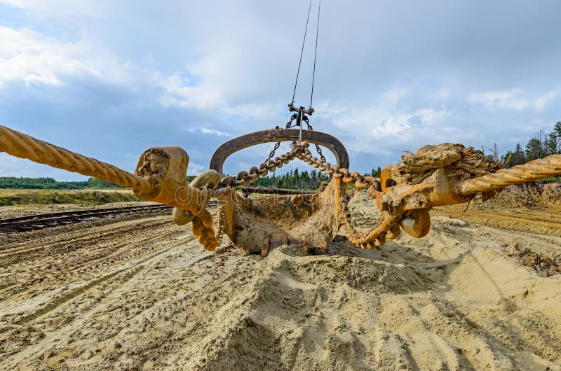 Extraction of Quartz Sand Walking Excavators. Stock Photo - Image of ...