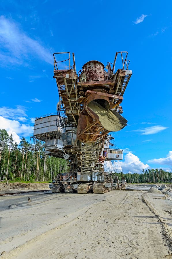 Extraction of Quartz Sand Walking Excavators. Stock Image - Image of ...