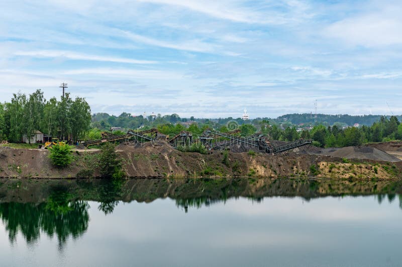 Extraction of Resources in a Quarry. Granite Quarry in the Summer Stock ...