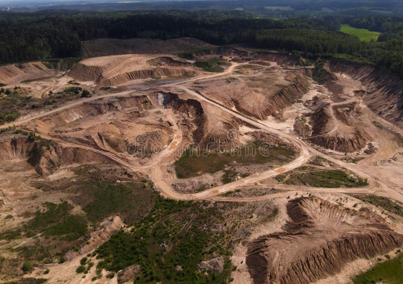 Extraction of Sand in Open Cast for Construction Industry. Earth ...