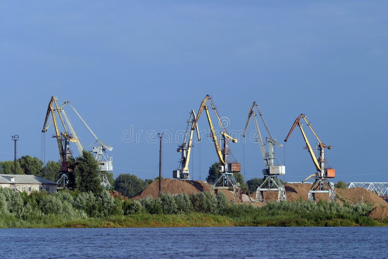 Extraction of Sand on the River Stock Photo - Image of sand ...
