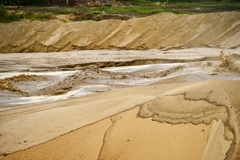 Extraction of Sand, Sand Pit with Water Stock Image - Image of dune ...