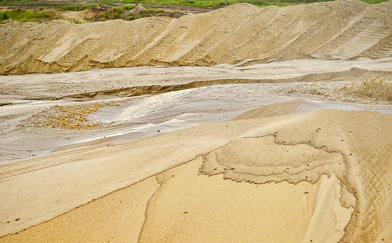 Extraction of Sand, Sand Pit with Water Stock Photo - Image of backhoe ...