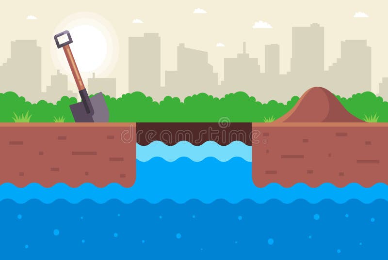 Extraction of Water from Underground. the Groundwater Stock Vector ...