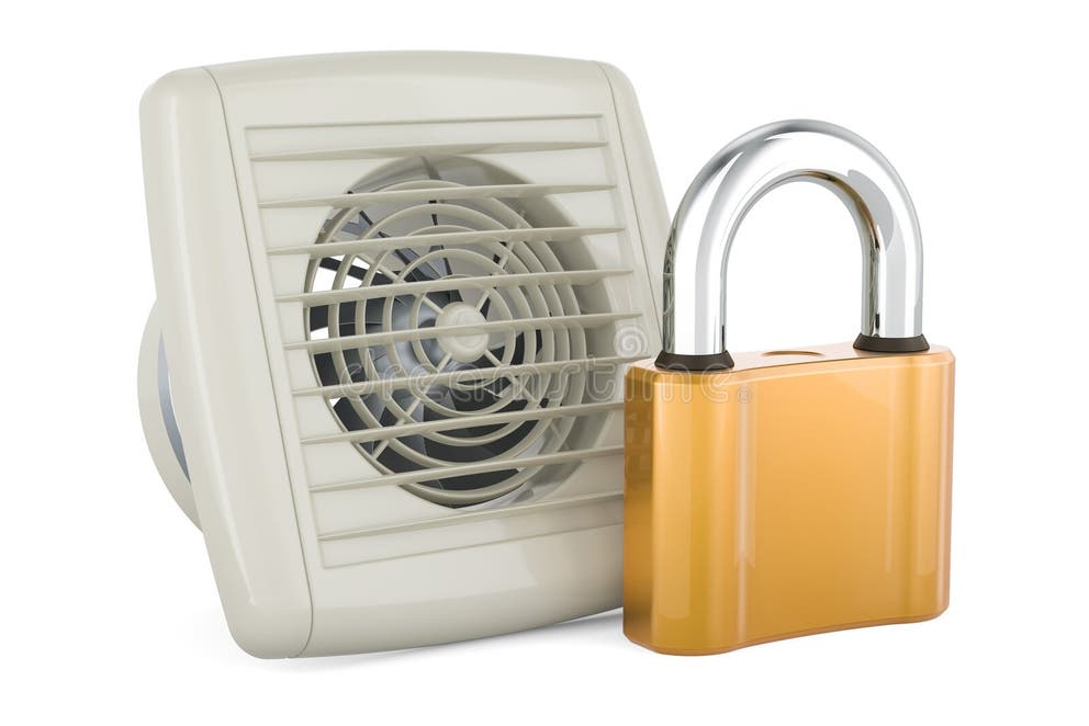 Extractor Fan with Padlock. 3D Rendering Stock Illustration ...