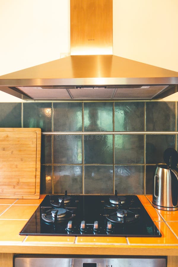 Extractor Hood and Gas Stove Stock Image - Image of cooking, cooker ...
