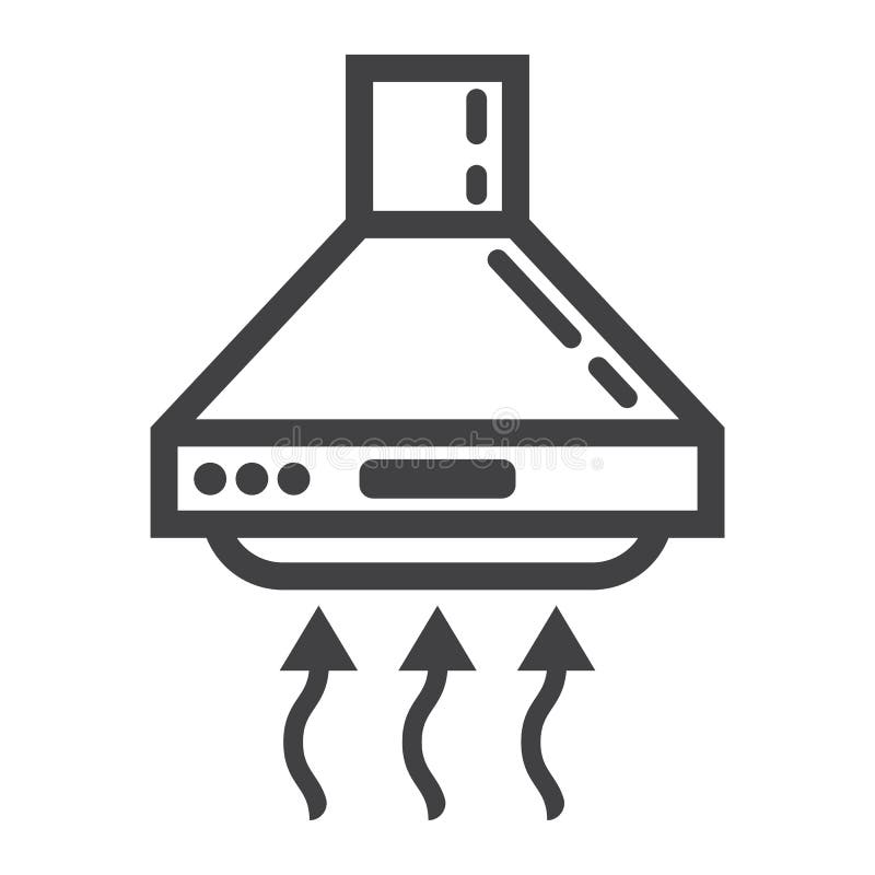 Exhaust Hood Thin Line Icon, Fan and Kitchen, Extractor Hood Sign ...